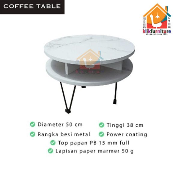 Coffee Table Bulat Meja Tamu Scandinavian Minimalis Modern CT LUMY 50 ...