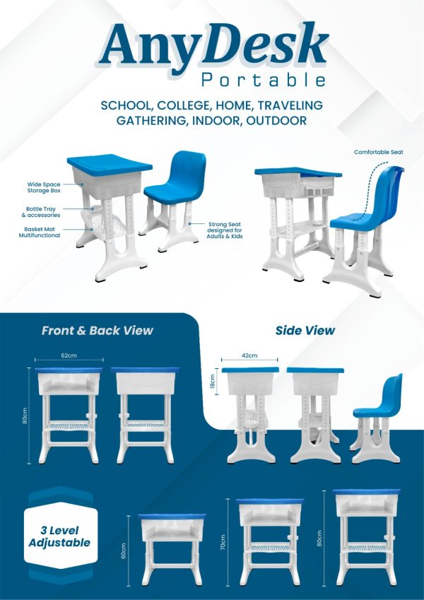 Set Meja Belajar Anak Meja Sekolah Meja Les Kursus ANYDESK - Official ...