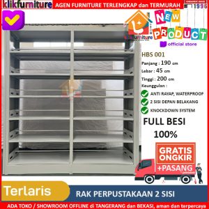 Rak Buku Perpustakaan Besi Library Book Rack 2 Sisi HBS001 - Official ...